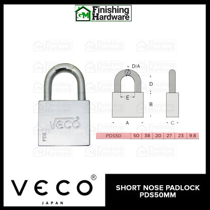Veco Short Nose Padlock PDS (50MM) – GM Finishing Hardware